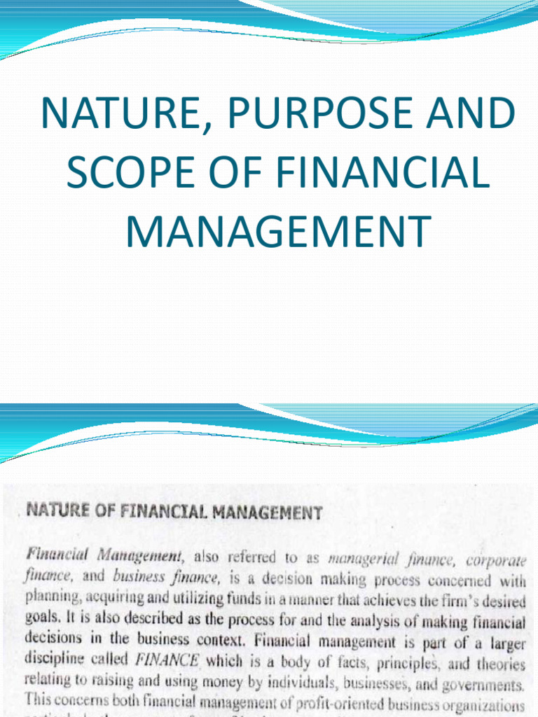 Module 1 Educ 209 Nature Purpose and Scope of Financial Management ...