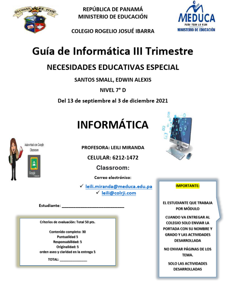 Guía de Informática Personalizada de 7 III Trimestre | PDF | Informática | Teclado