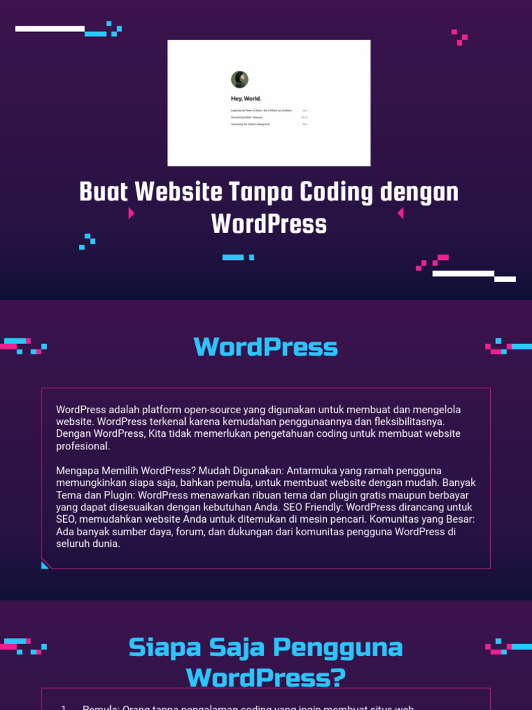Buat Website Tanpa Coding Dengan WordPress | PDF | Komputer