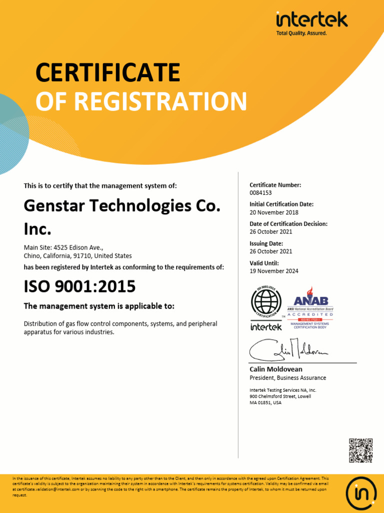 ISO 9001:2015 Certification for Genstar Technologies | PDF | Iso 9000 ...