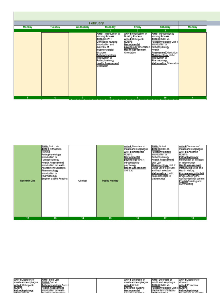 Updated Monthly Calendar 2nd Prof DHQs | PDF | Pharmacology ...