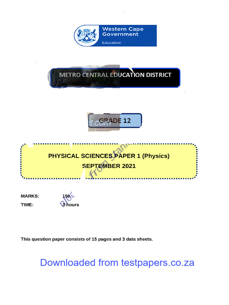 MCED PS Trial 2021 P1 - Memo | PDF | Force | Classical Mechanics