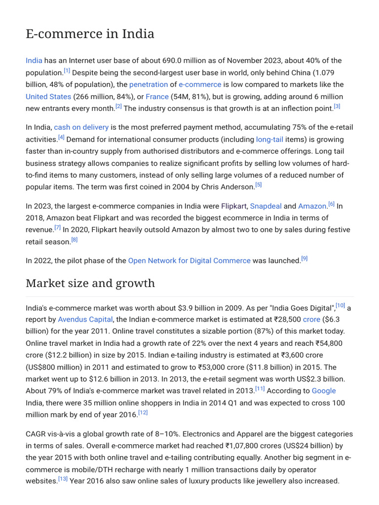 E-Commerce in India - Wikipedia | PDF | E Commerce | Business