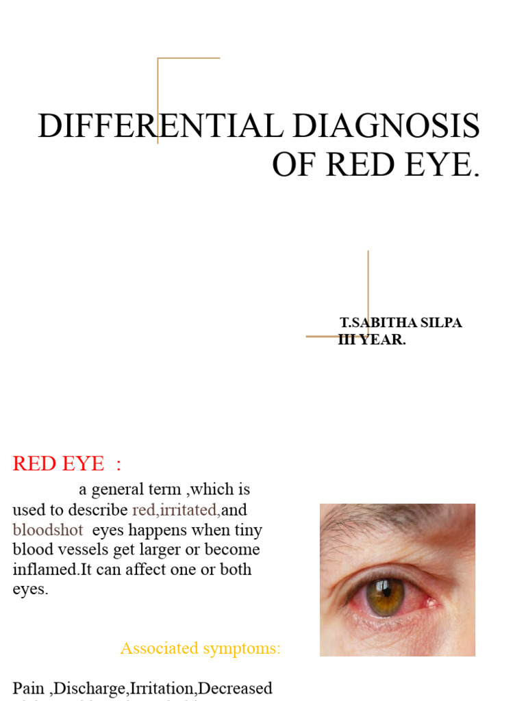 Differential Diagnosis of Red Eye | PDF | Clinical Medicine | Medical ...