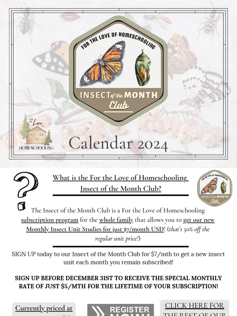 Insect of The Month Club 2024 Calendar | PDF | Insects | Hexapoda