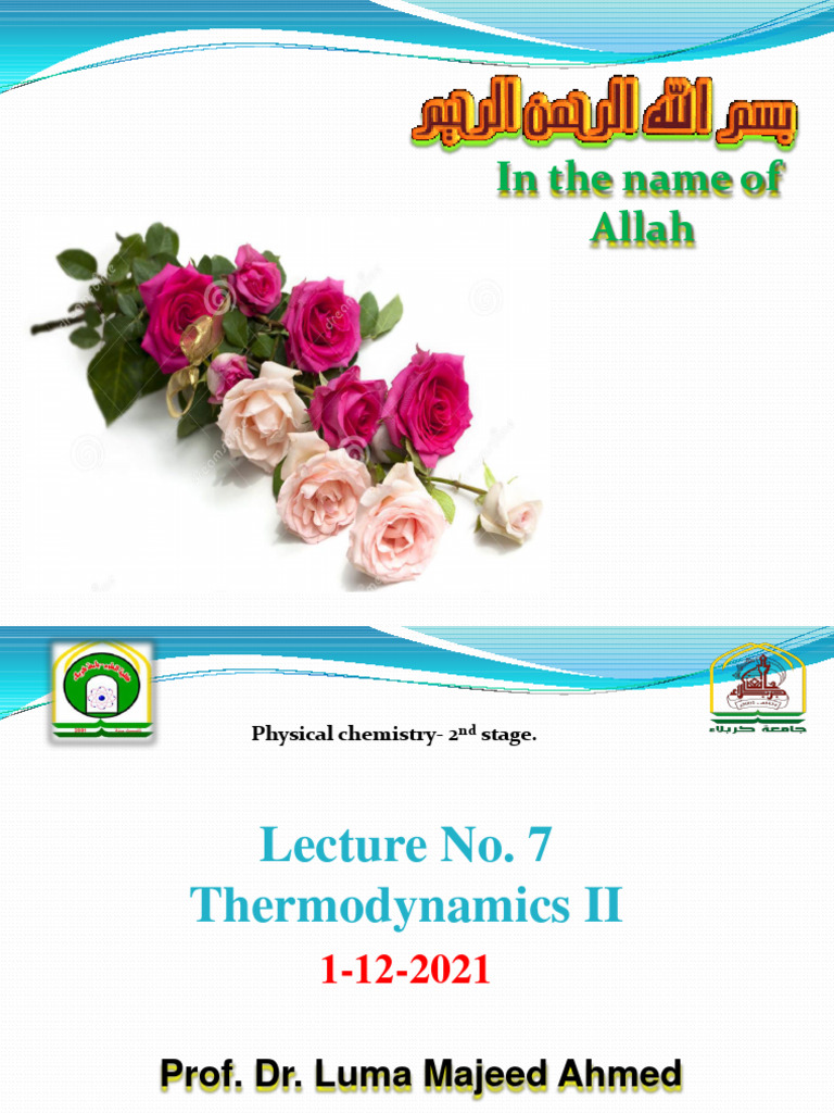 Dr. Luma (7) 2021-2022 Thermodynamic II.-phys. Chem. II | PDF | Heat ...