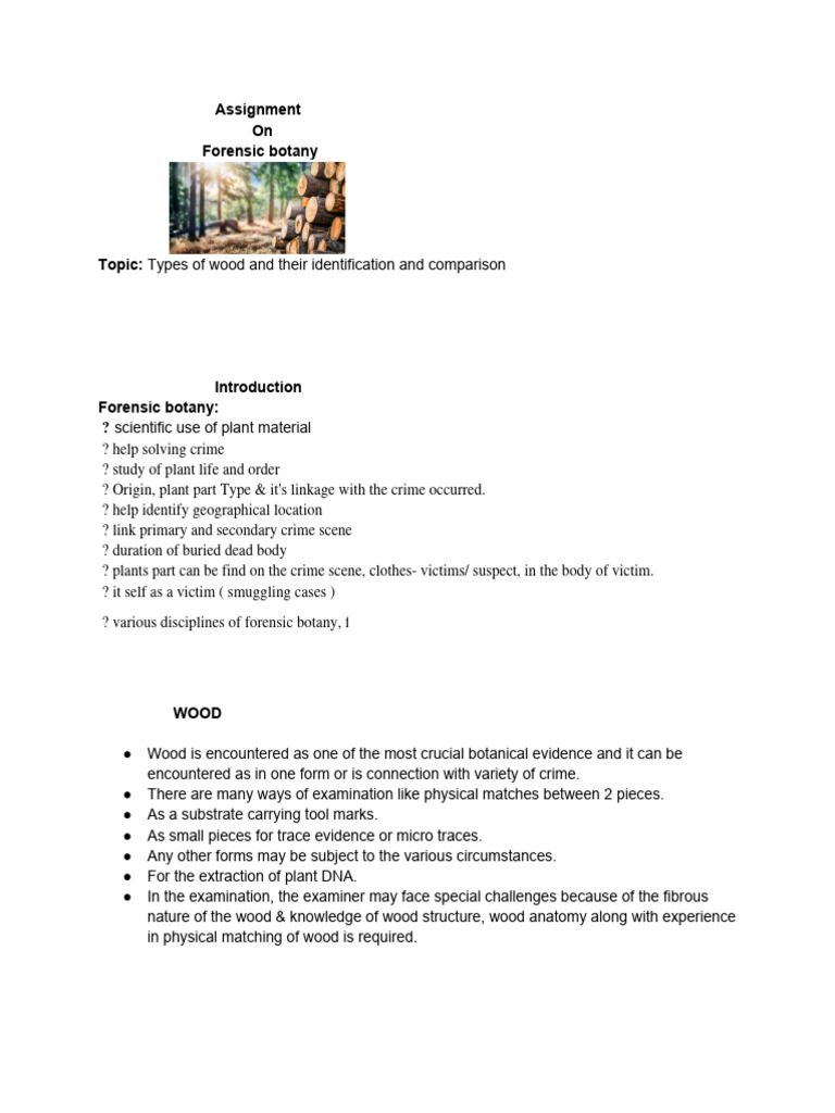 Forensic Botany (Wood Analysis and Comparison) | PDF | Wood | Hardwood