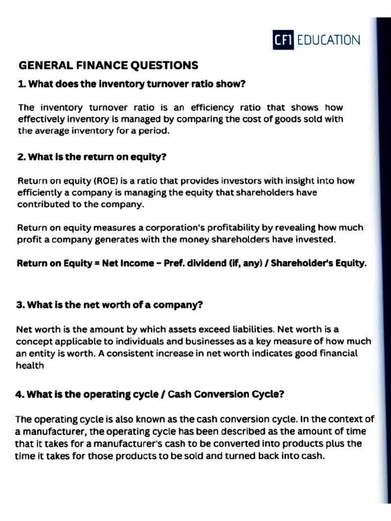 Financial Questions | PDF