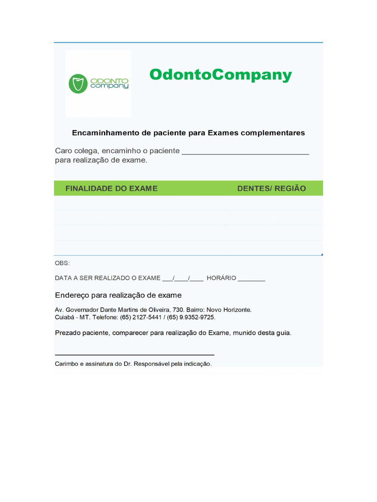 Modelo de Encaminhamento de Paciente para Exame | PDF