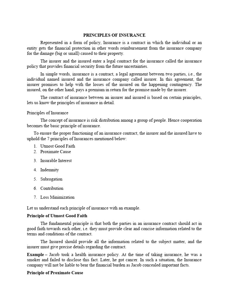 1.12 Principles of Insurance | PDF | Insurance | Indemnity
