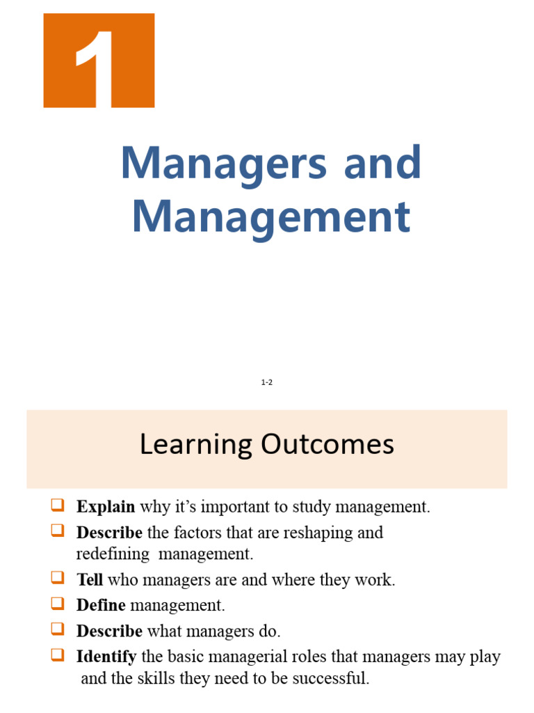 Lecture 1-Introduction To Management | PDF | Goal | Efficiency