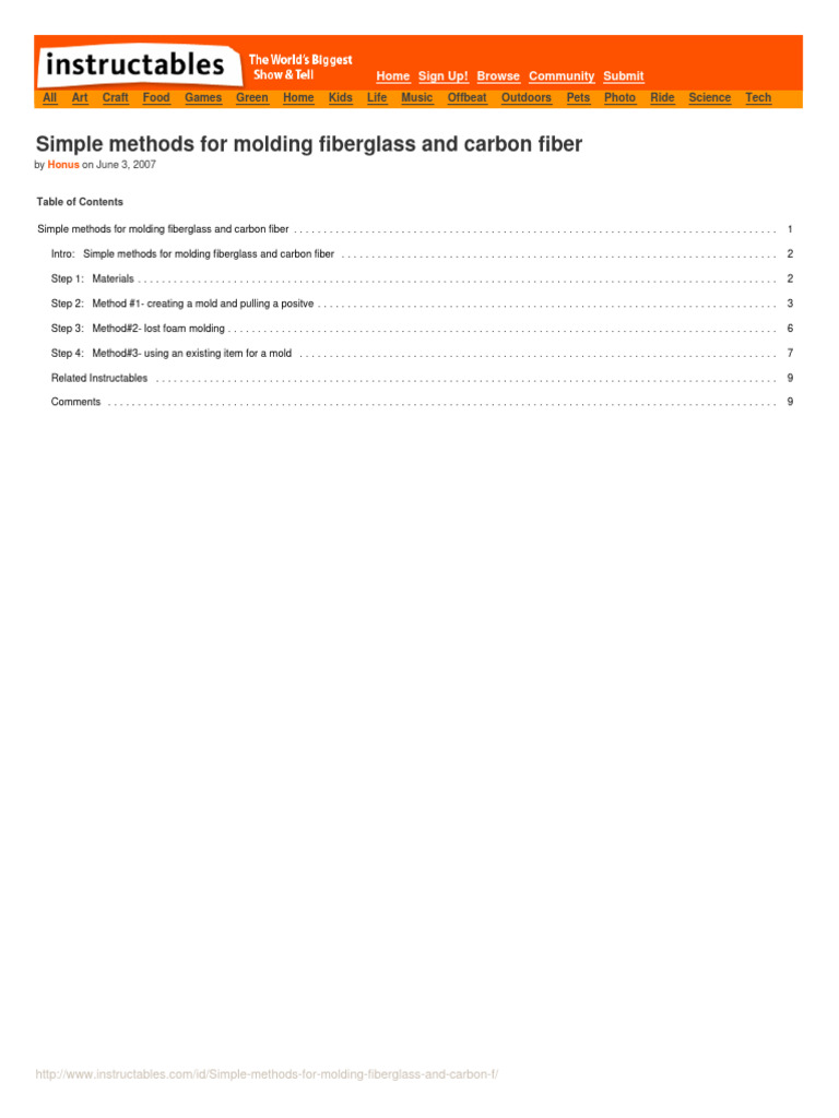 Simple Methods For Moulding Fiberglass and Carbon Fibre | PDF ...