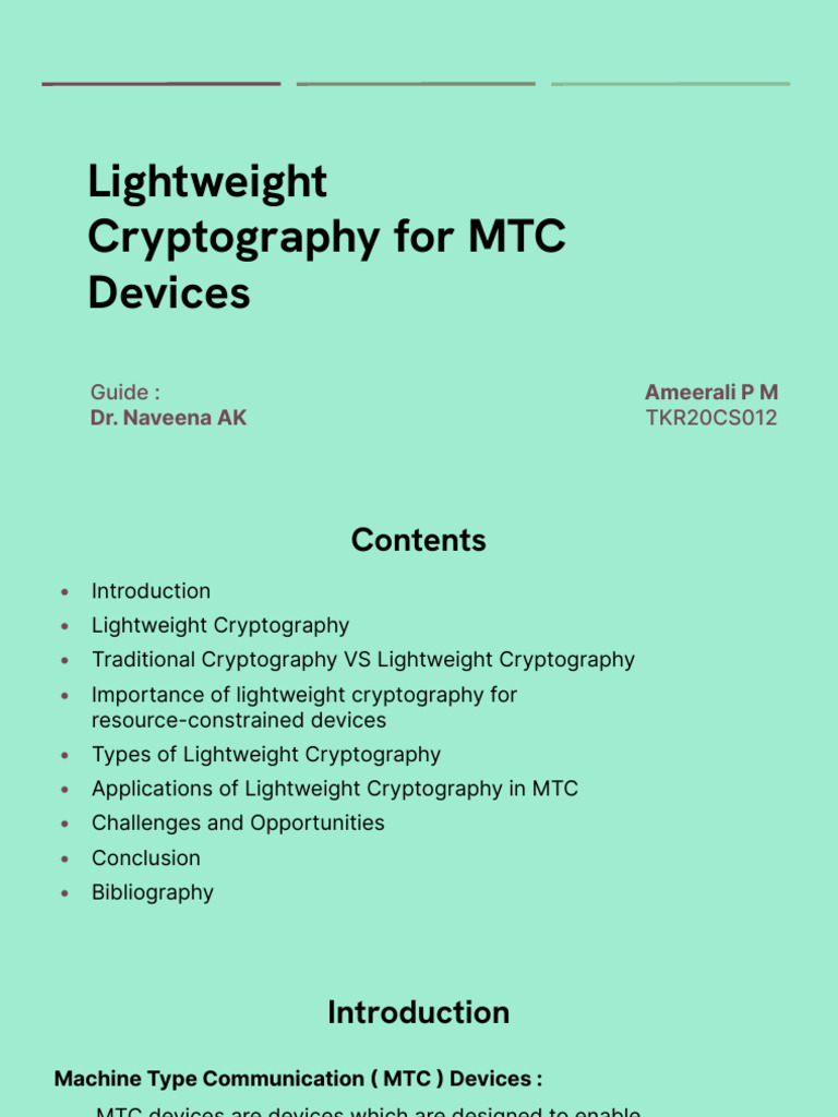 Lightweight Cryptography For MTC Devices | PDF | Cryptography | Encryption