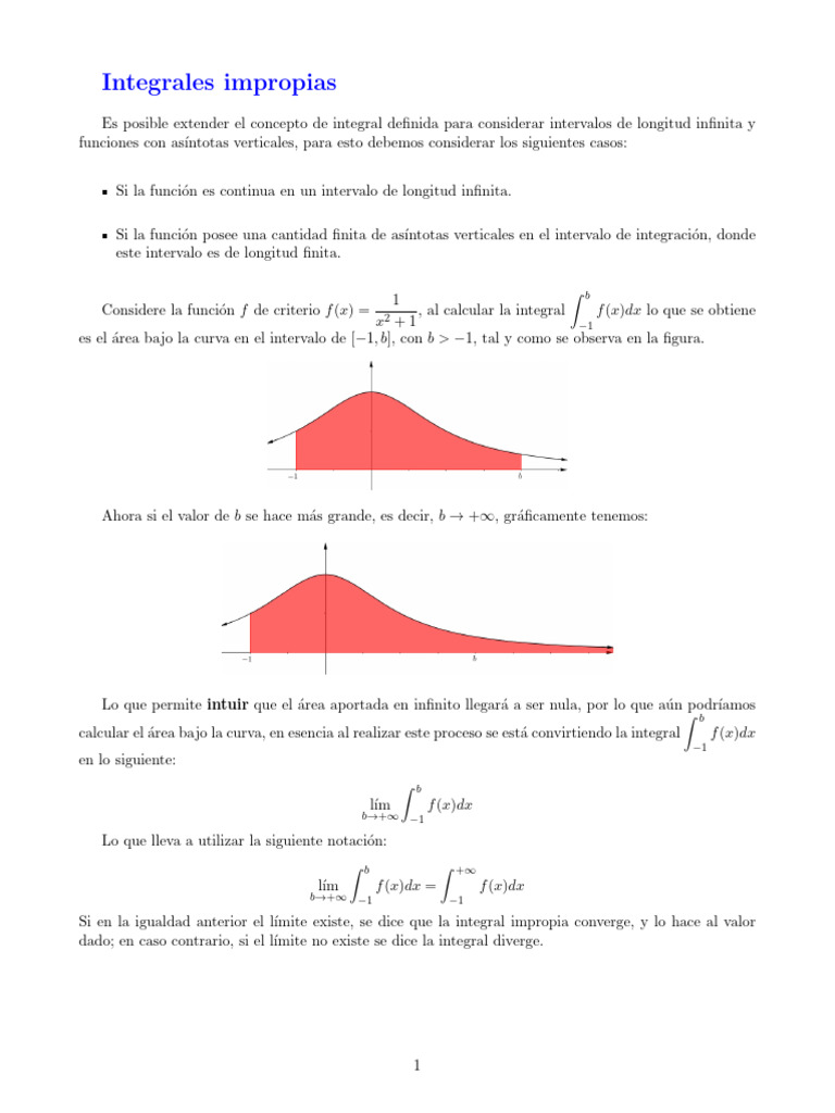 Apuntes S16 Integrales Impropias | PDF | Integral | Relaciones matematicas