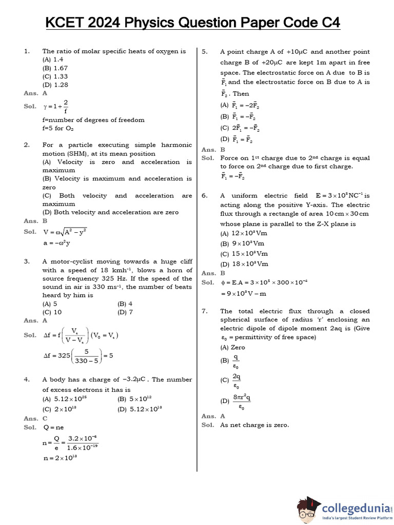 KCET 2024 Physics Question Paper | PDF | Electrical Resistivity And ...