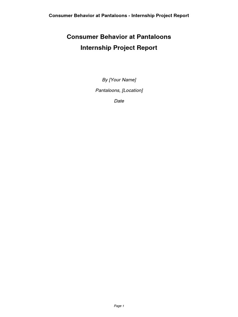Pantaloons Consumer Behavior Project Report | PDF | Consumer Behaviour ...