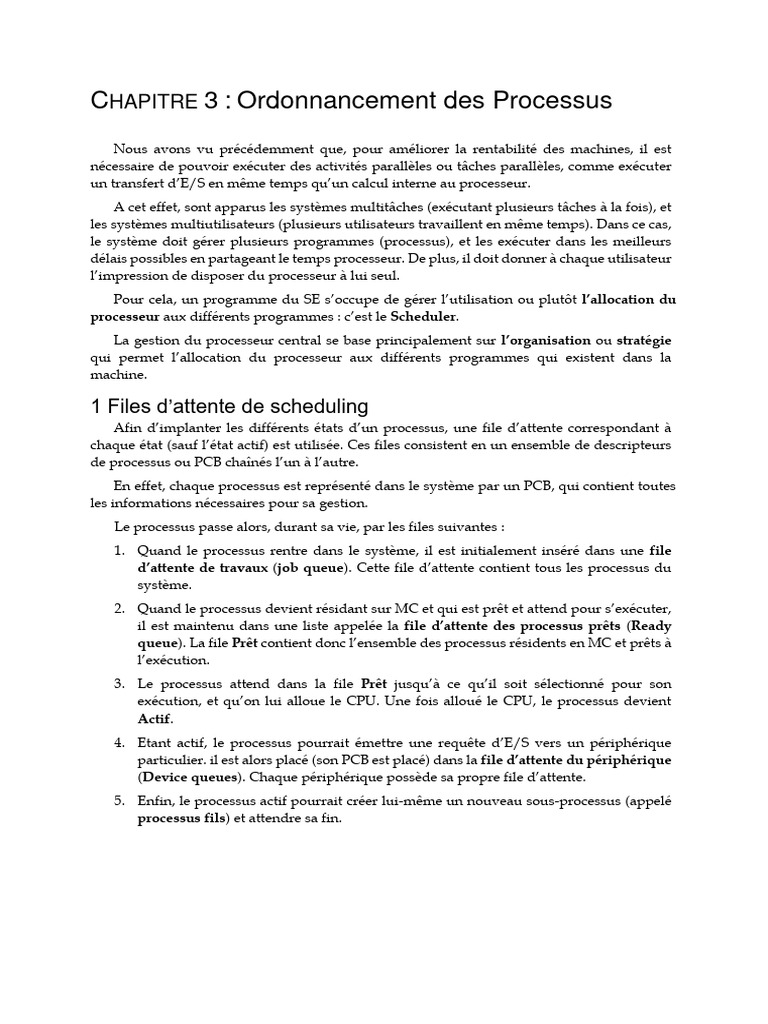 Ordonnancement des processus en SE | PDF | Programmation | Programme ...