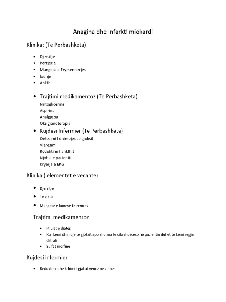 Anagina Dhe Infarkti Miokardi | PDF