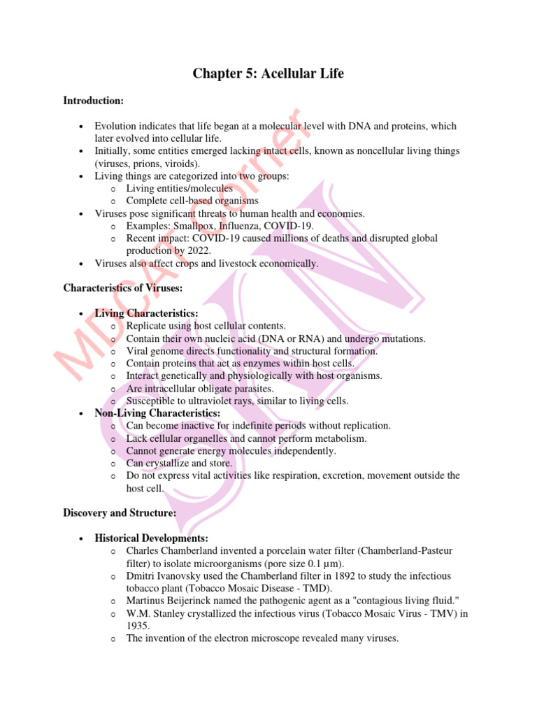 Understanding Acellular Life Forms | PDF | Virus | Rna