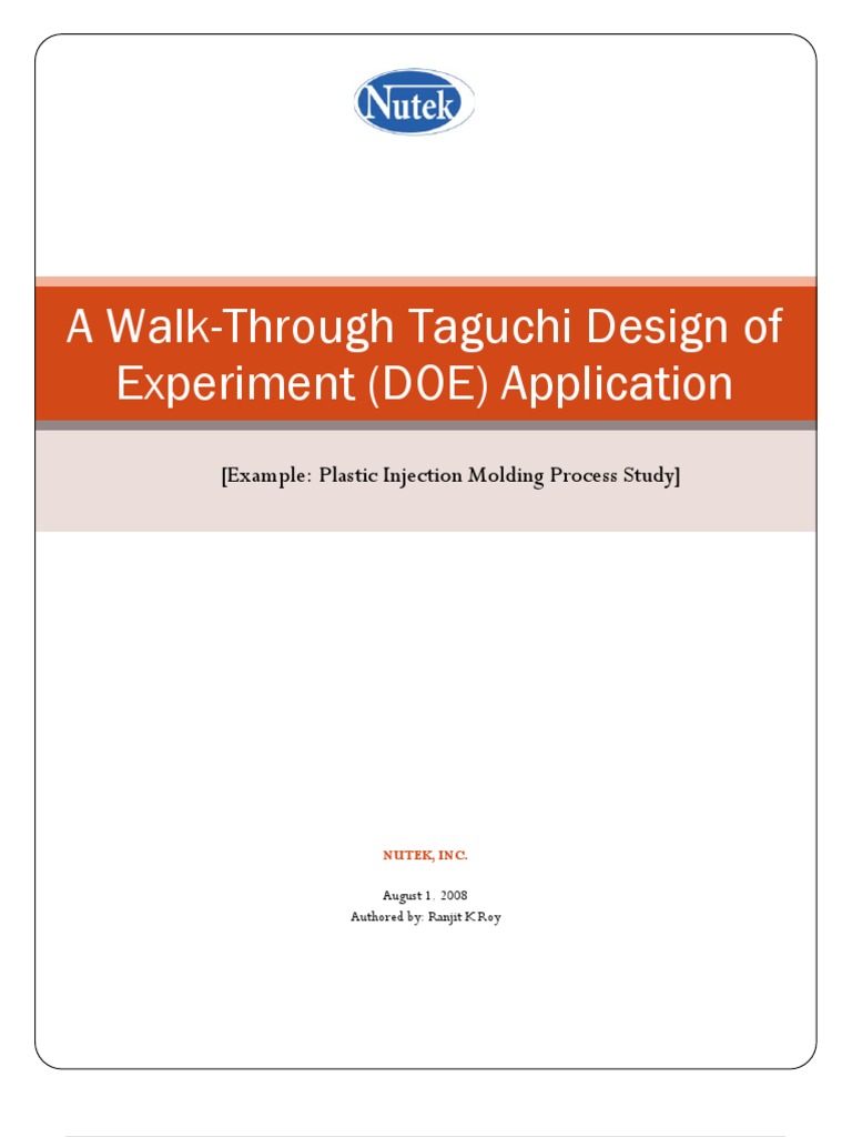 Taguchi Injection Molding Process Pdf Design Of Experiments Analysis Of Variance