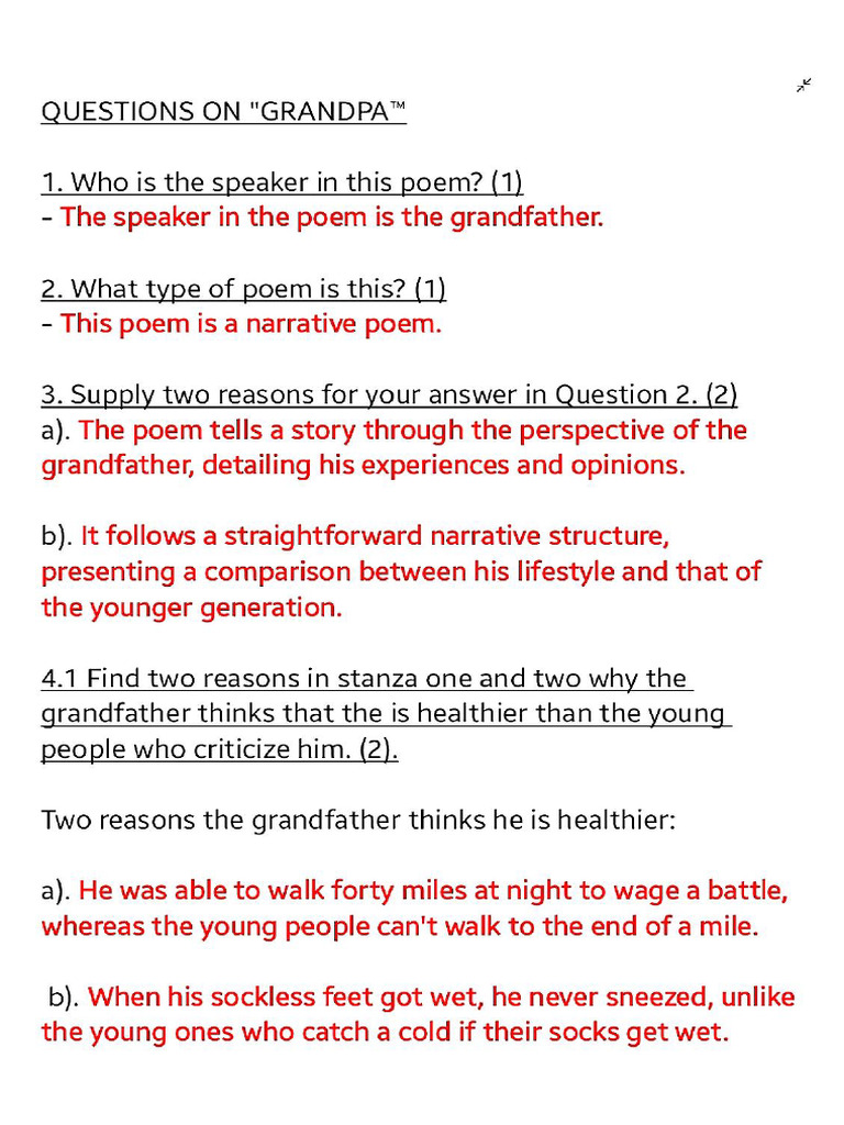 Grandpa - Gr9 - Term2 - Memorandum | PDF