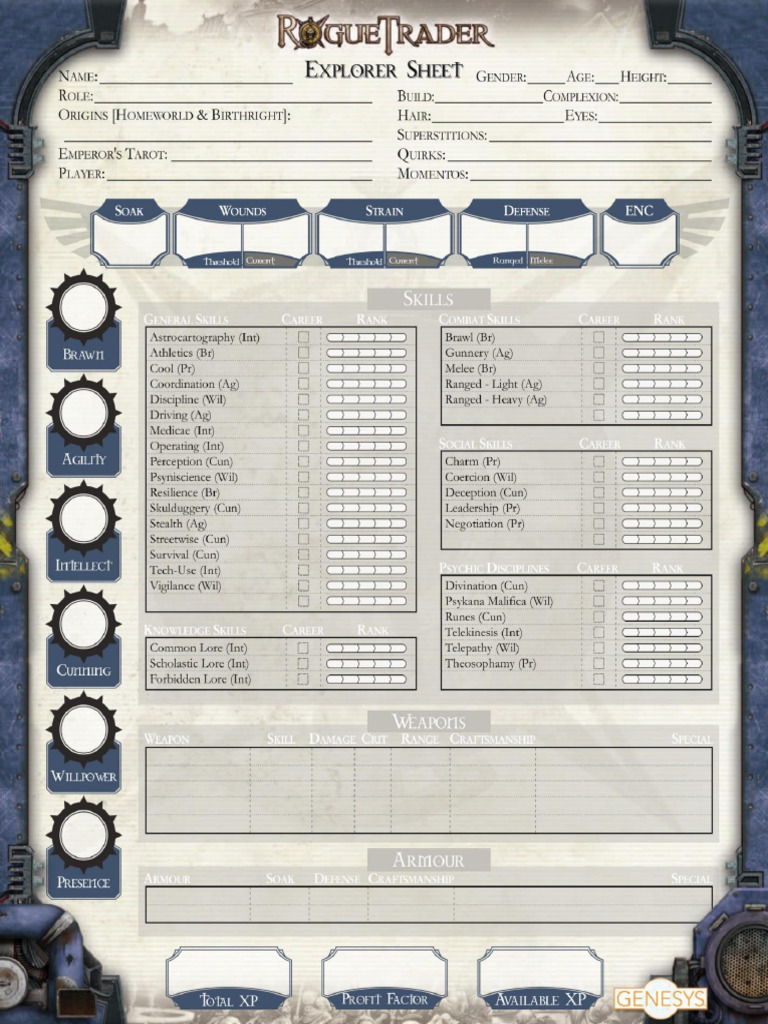 Rogue Trader Character Sheet | PDF