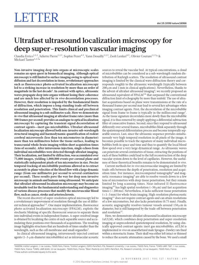 Ultrafast Ultrasound Localization Microscopy For Deep Super-Resolution ...