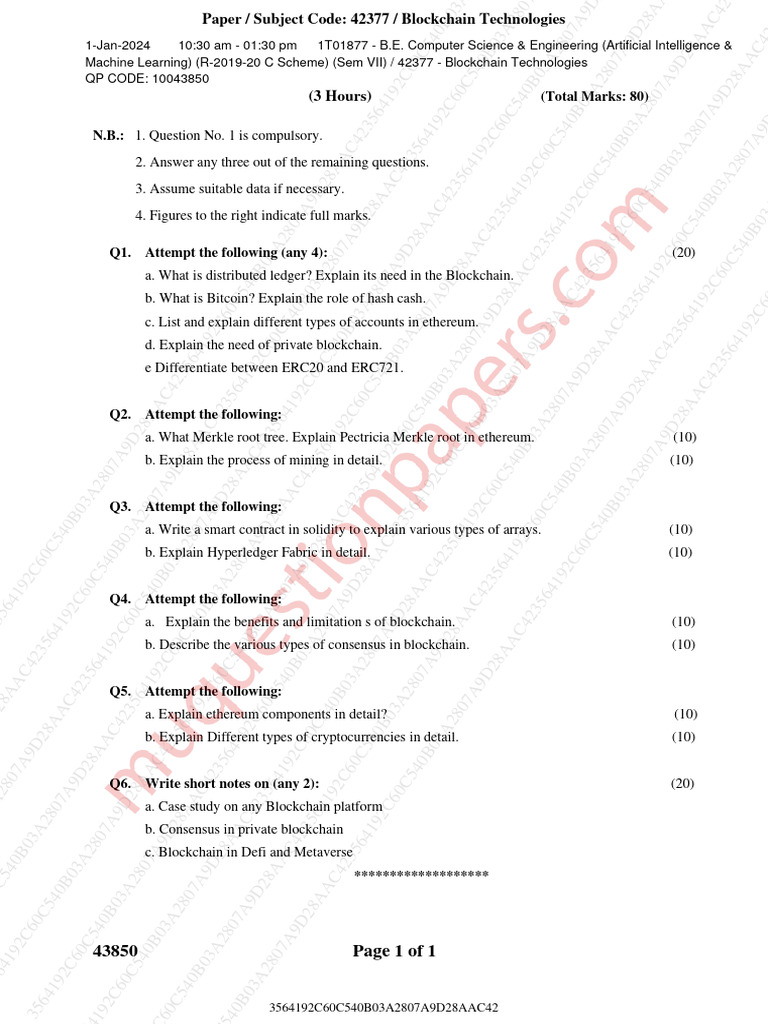 Be - Computer Engineering Aids - Semester 7 - 2023 - December - Dloc IV - Blockchain ...