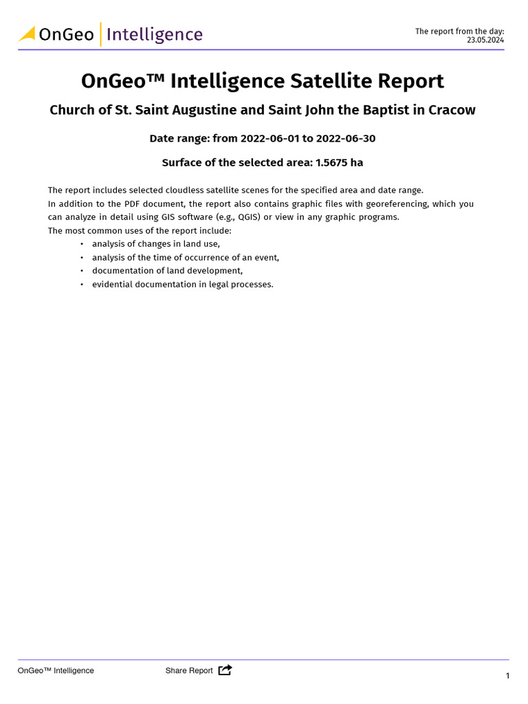 Exemplary Satellite Report | PDF | Image Resolution | Geographic Data ...