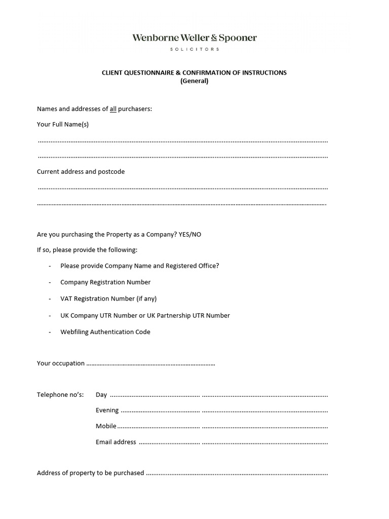 General Questionnaire New | PDF | Concurrent Estate | Real Property Law