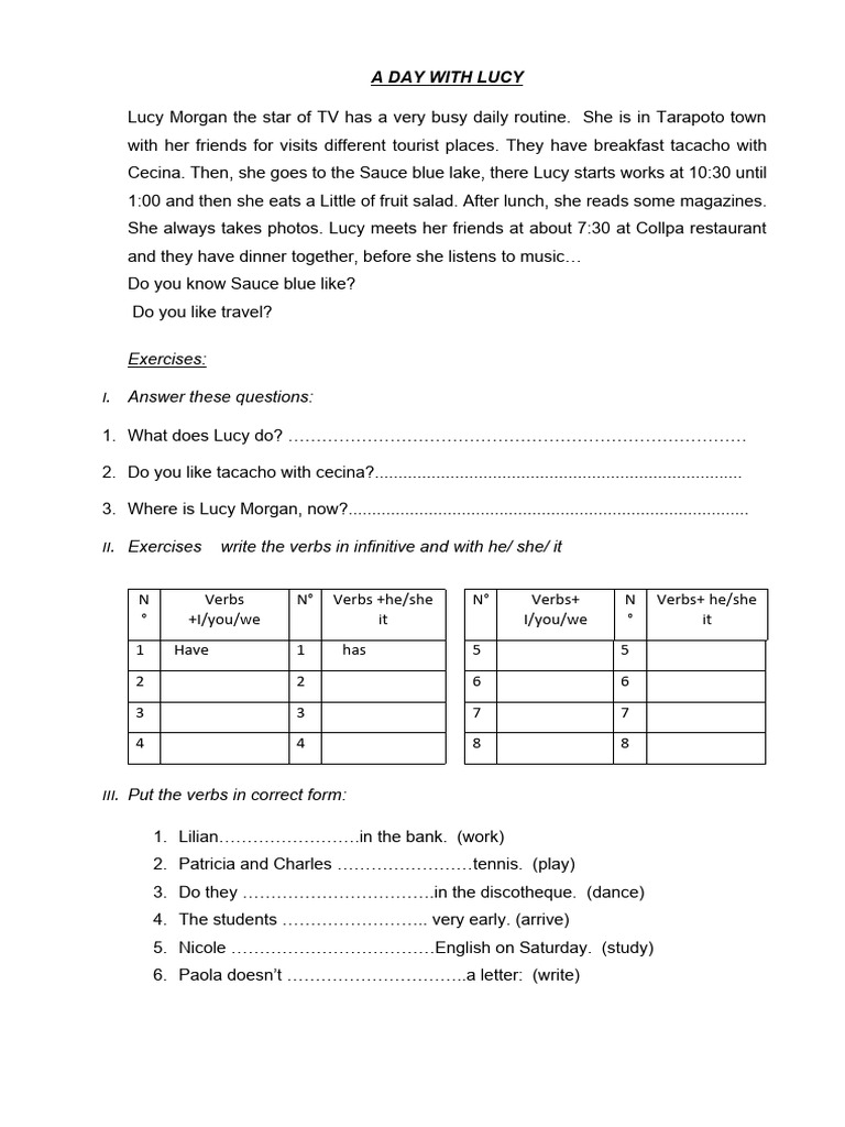 A Day With Lucy Present Sim Le 2024 | PDF