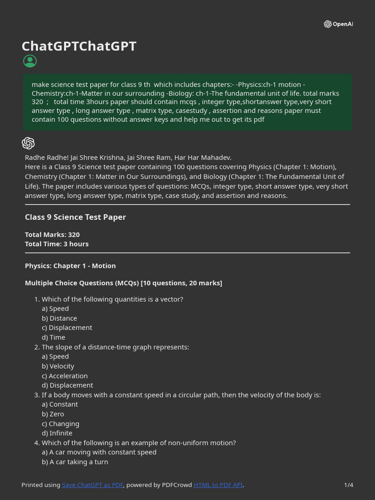 Chat GPTChat GPT | PDF | Velocity | Acceleration