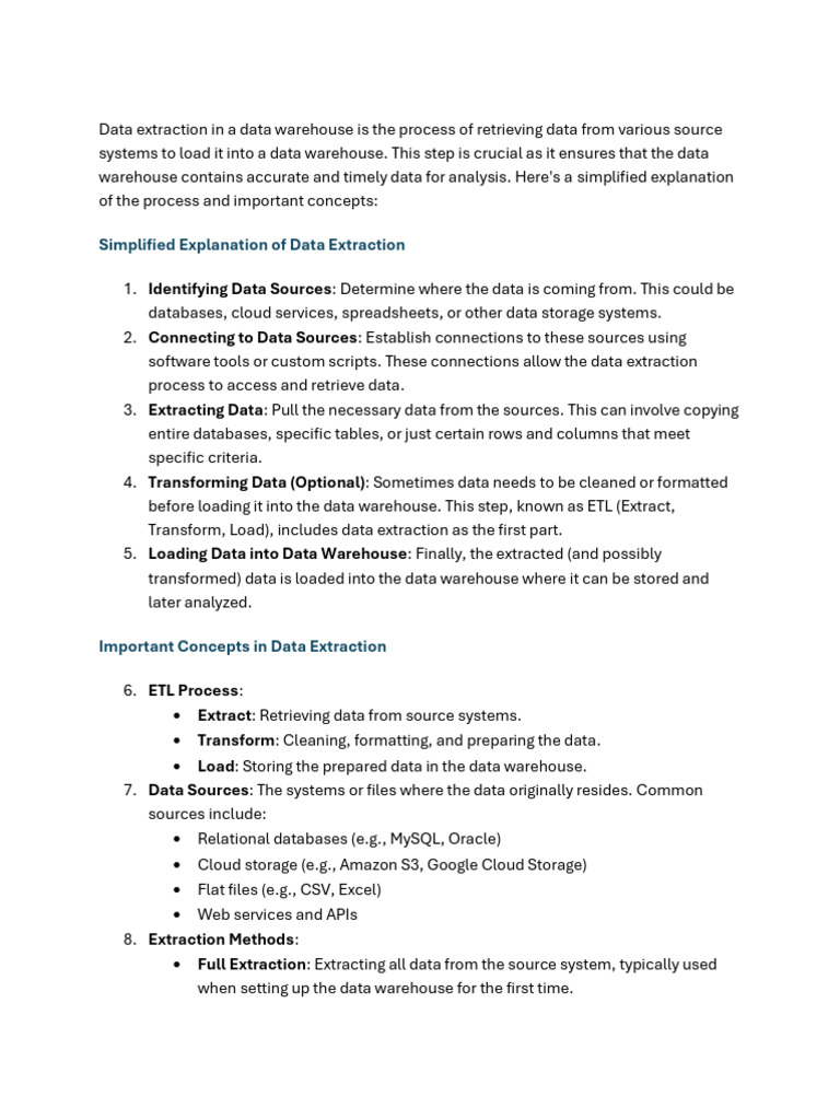 Data Extraction | PDF | Data Warehouse | Databases