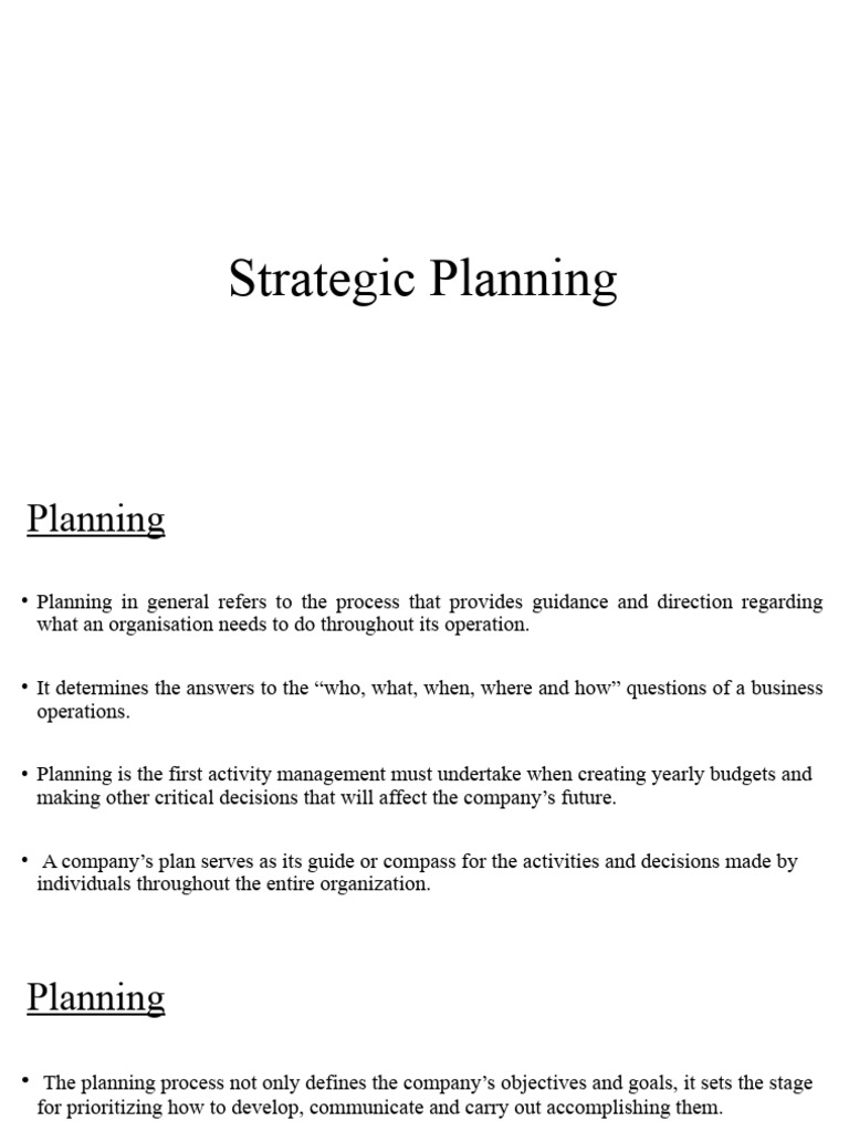 Strategic Planning Process Intro | PDF | Strategic Management ...