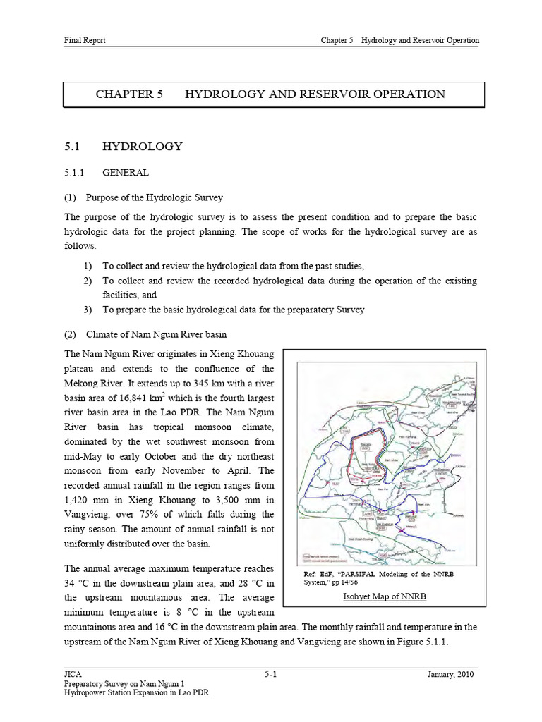 Final Report Chapter 5 Hydrology and Reservoir Operation | PDF | Discharge (Hydrology ...