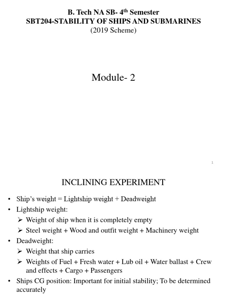 Stabilty of Ships - Submarines-Module 2-Set1 | PDF | Shipping | Ships