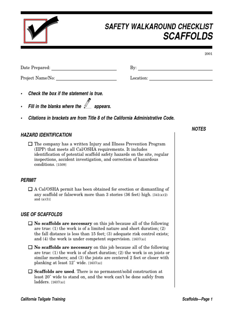 SAFETY.Checklist.Scaffolds | PDF | Scaffolding