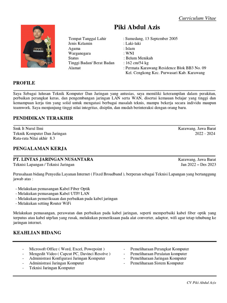 CV - Piki Abdul Azis | PDF