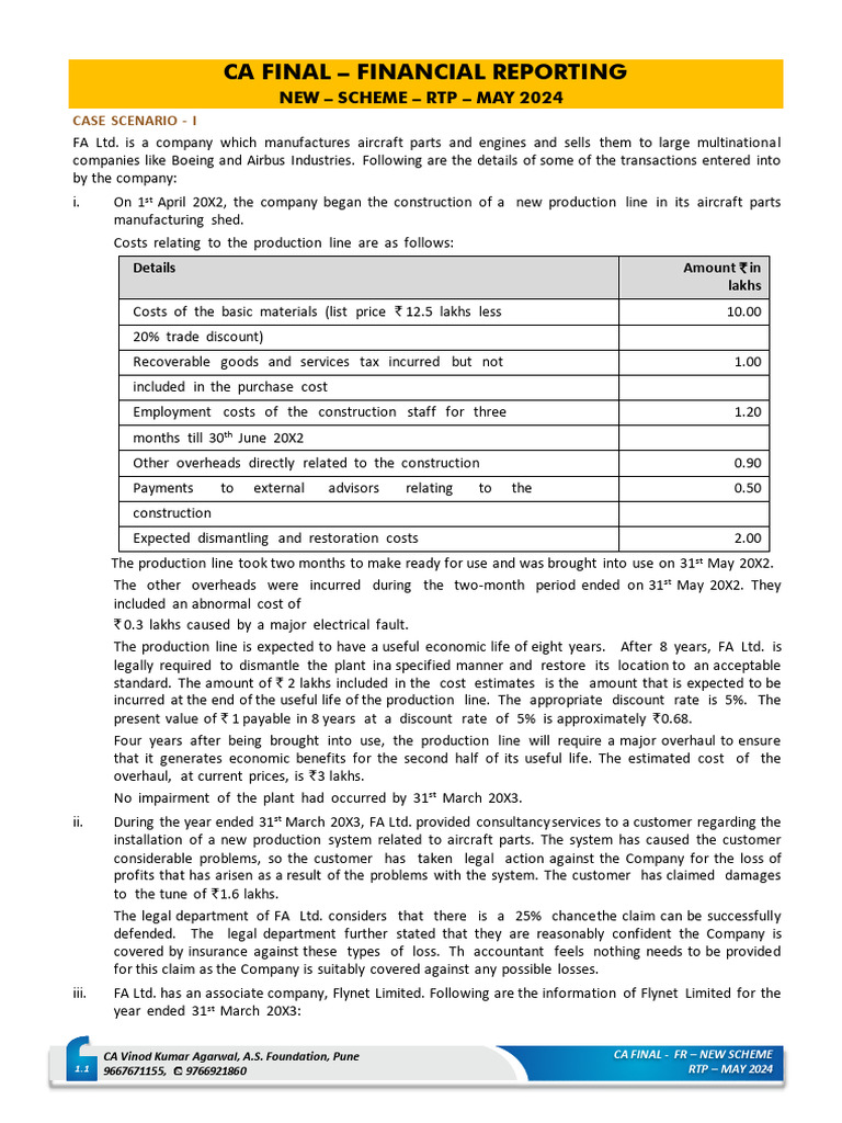 CA FINAL FR RTP May 2024 - CASE STUDY - Word File - DONE | PDF | Tax ...