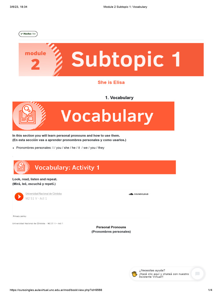 Module 2 Subtopic 1 - Vocabulary | PDF