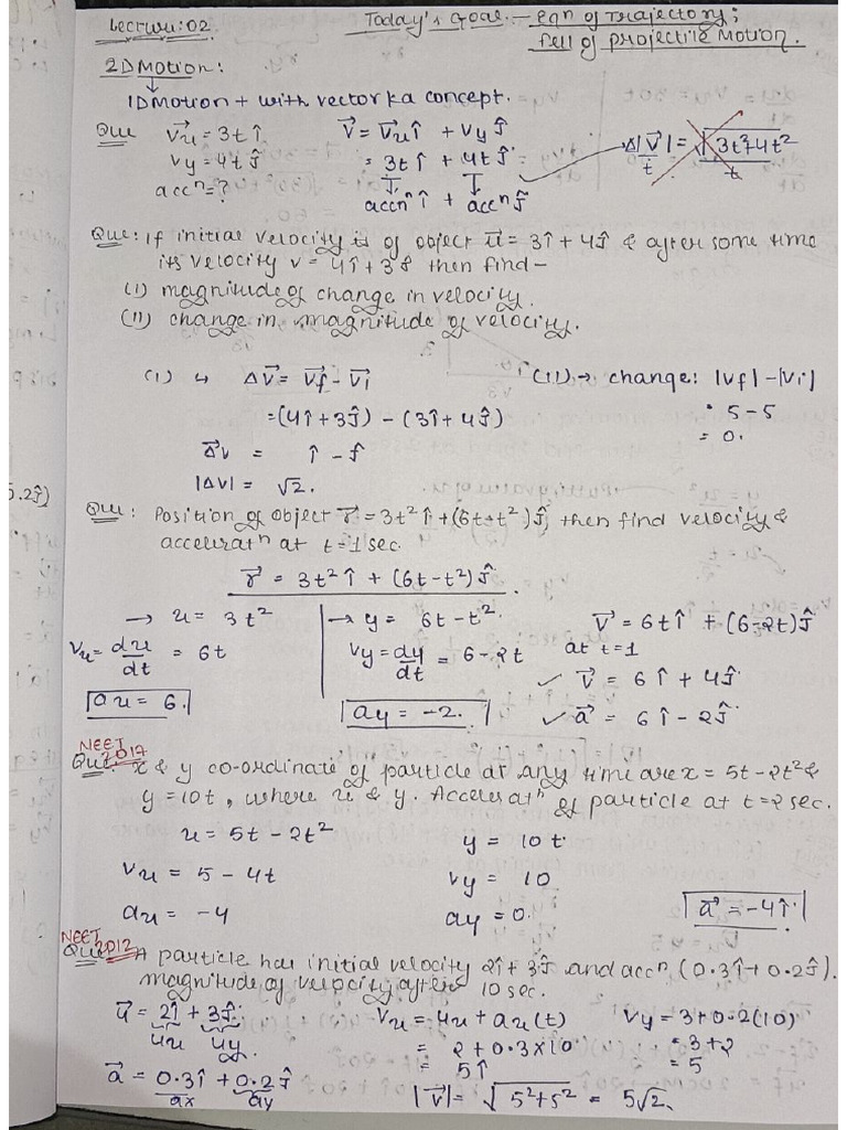 Trajectory Equation ... Lecture 02 | PDF