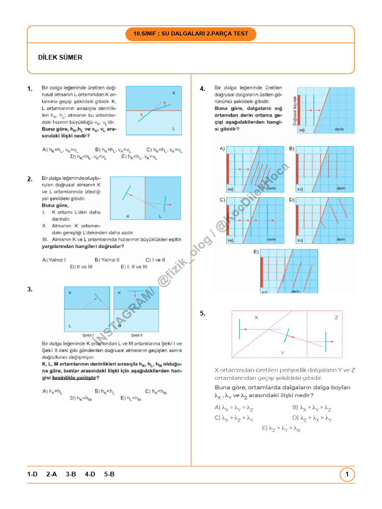 10sinif Su Dalgalari 2parça Test - 240730 - 210645 | PDF