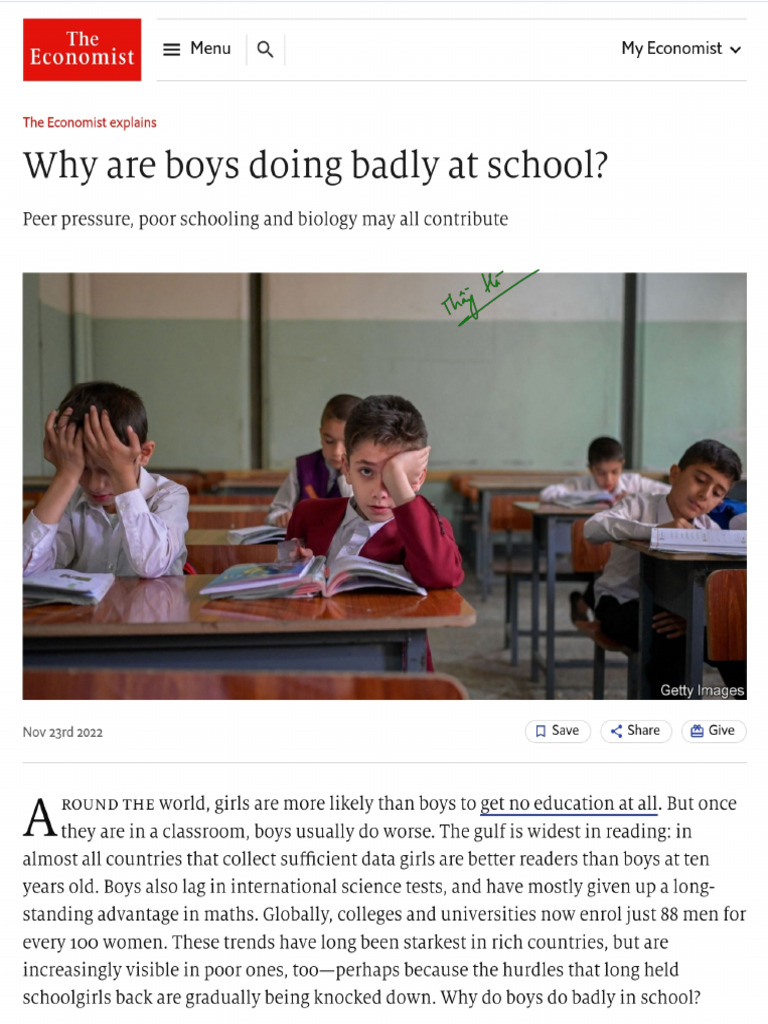 Why Are Boys Doing Badly at School | PDF