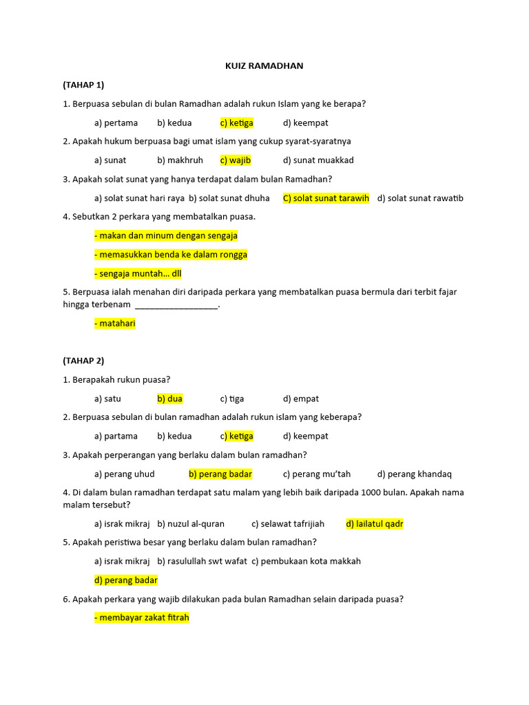 Kuiz Ramadhan | PDF | Agama & Spiritualitas