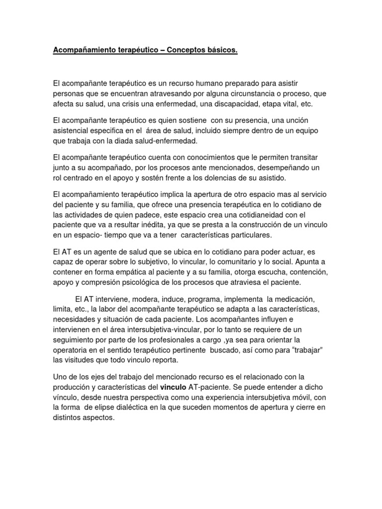 Acompanamiento Terapeutico Conceptos Bas Pdf Trastorno Mental