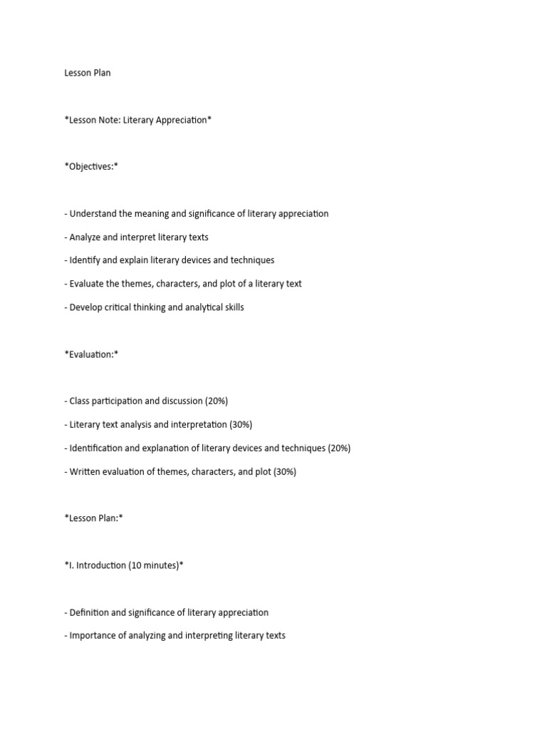 Lesson Plan Lit - WPS Office | PDF