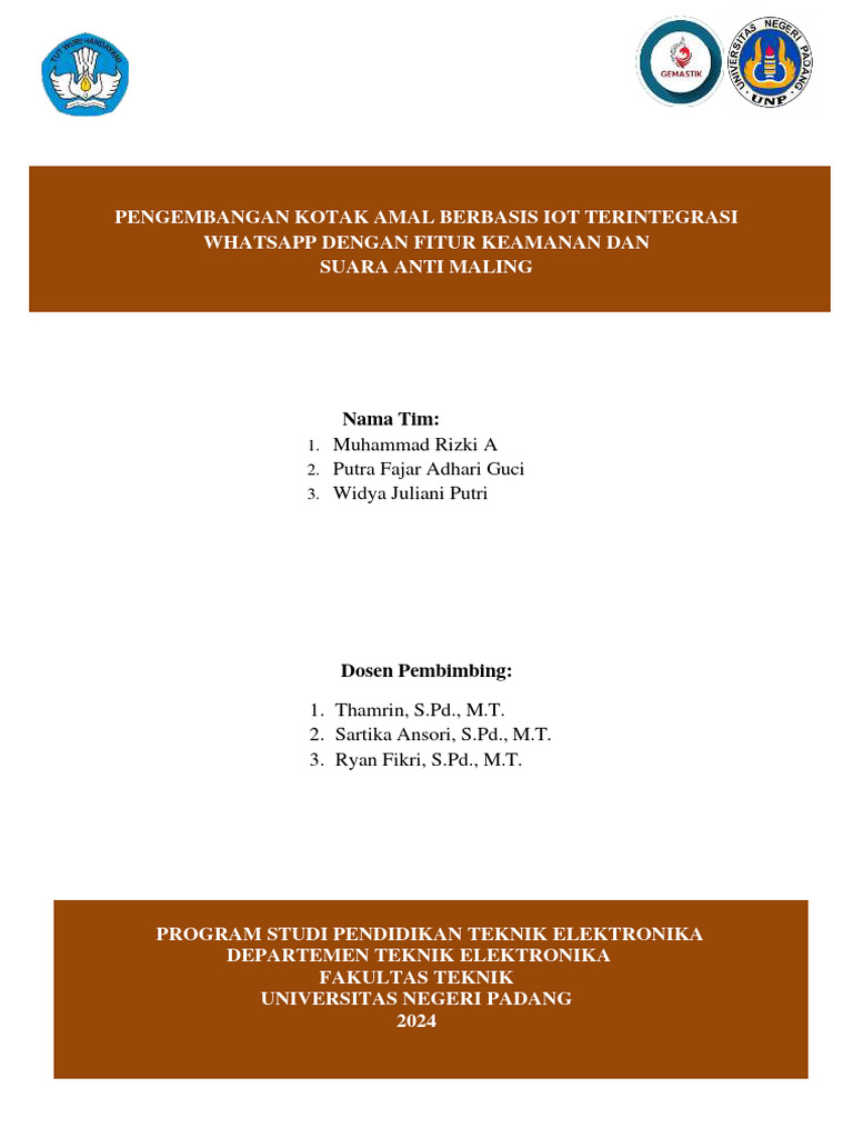 Proposal Gemastik 2024 - Pengembangan Kotak Amal Berbasis Iot Terintegrasi Whatsapp Dengan Fitur ...
