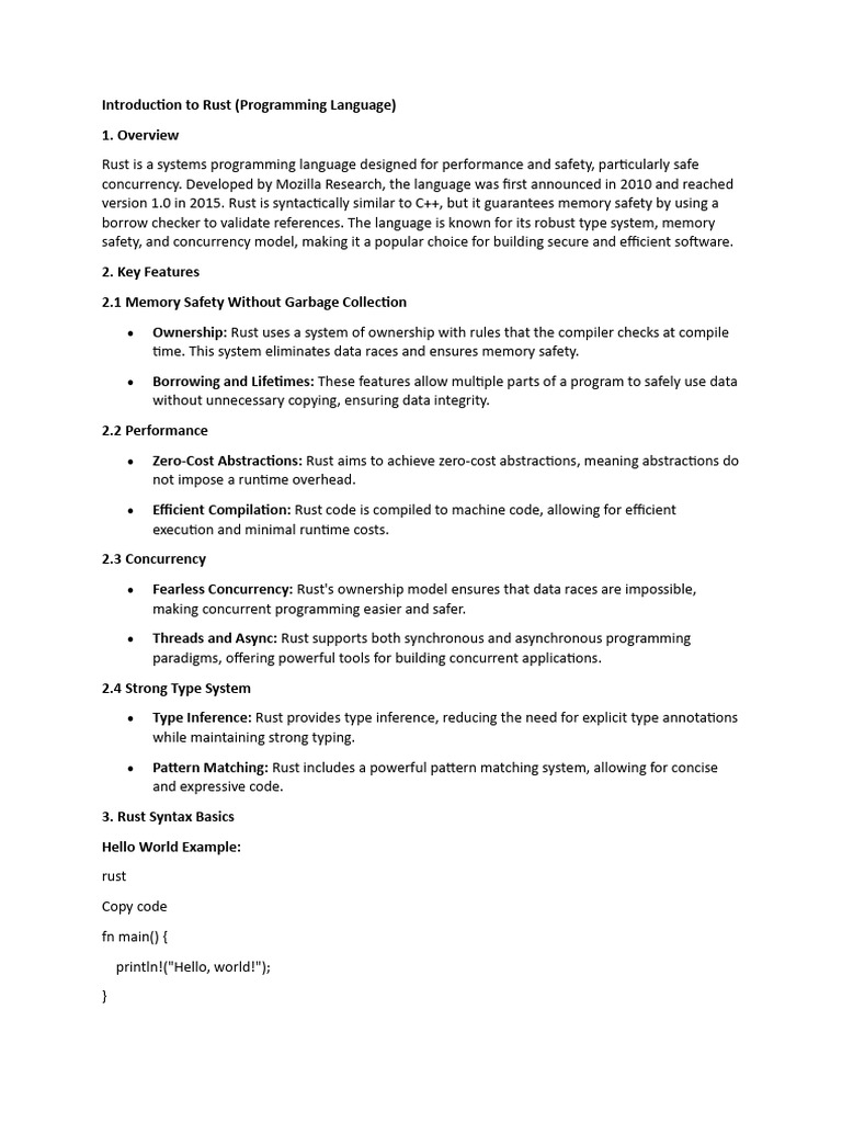 intro to rust | PDF | Programming Paradigms | Systems Architecture intro to rust | PDF | Programming Paradigms | Systems Architecture