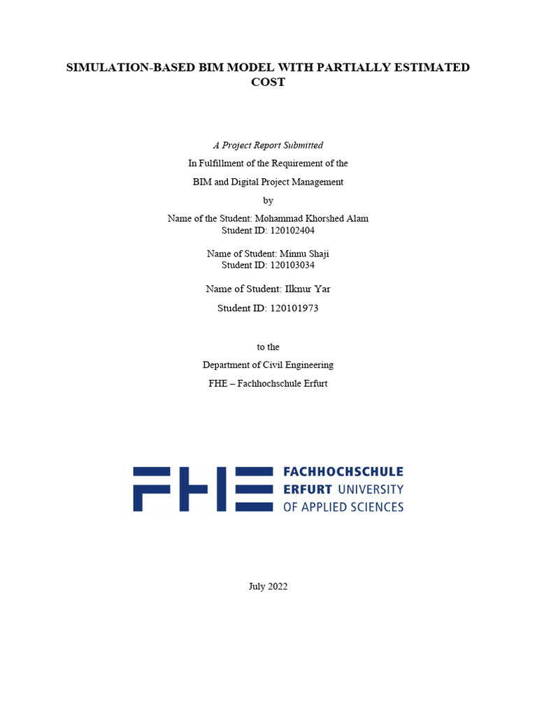 Simulation-Based Bim Model With Partially Estimated Cost | PDF ...
