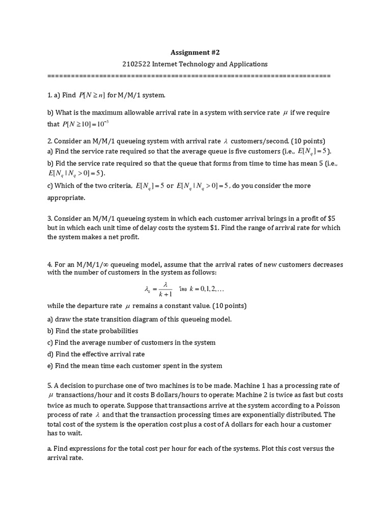 M/M/1 Queueing System Analysis Tasks | PDF | Applied Mathematics